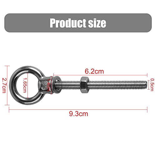 LALAGO Eye Bolt M6 x 60 mm M6 Eye Bolt 304 Stainless Steel Screw Hook ...