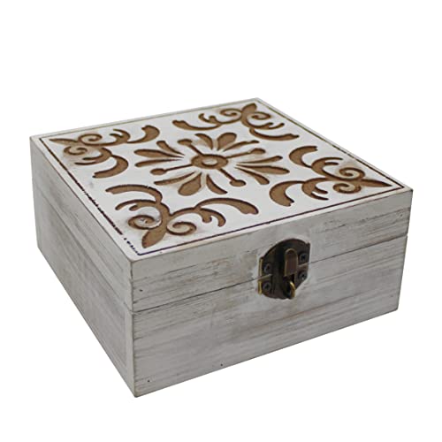 CVHOMEDECO. Rustic Wooden Decorative Box Vintage Wood Storage Box with ...