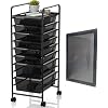 Amazon.com: Metal 10 Tier Rolling Cart with 8 Drawers,1 Table Top & 4 ...