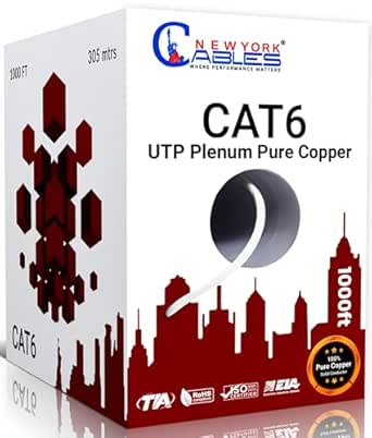 Bulk Cat6 Plenum Solid Bare Copper Cables | 550MHz Cat6 Cable UTP White ...