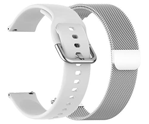 AONES Pack of 2 Silicone & Metal Chain Belt Watch Strap Compatible for ...