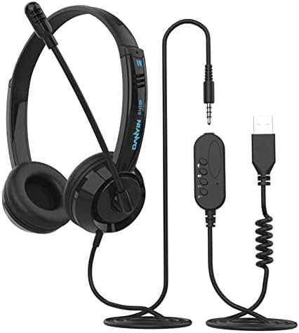 PC USB Headsets with Microphone 3.5mm Jack Headphone Noise Cancelling ...