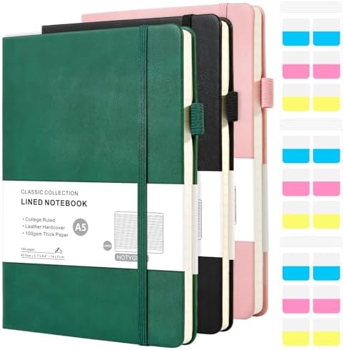 3 Pack Journal Notebook, A5 Lined Journal for Work, Women & Men, 100GSM ...