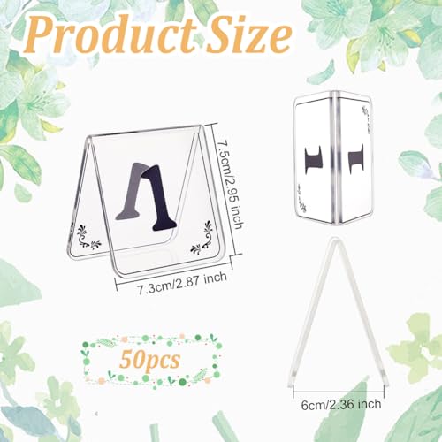 OLYCRAFT 50pcs Tent Style Acrylic Table Numbers Signs 1-50 Double Sided ...