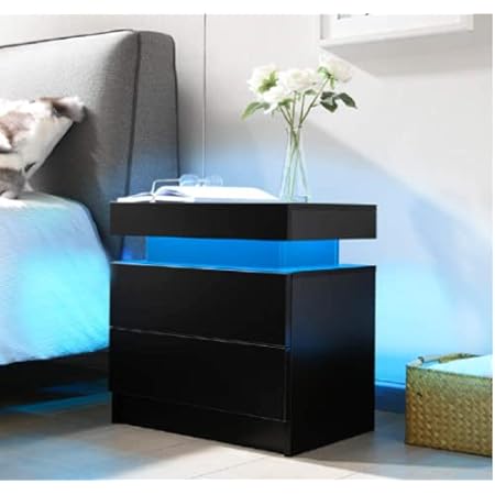 Amazon.com: DobleCliCli LED End Table Set of 2, Modern Nightstand with ...