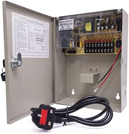 12v 10A CCTV Power Supply Box Battery Backup UPS 9 Channel With AC Plug ...