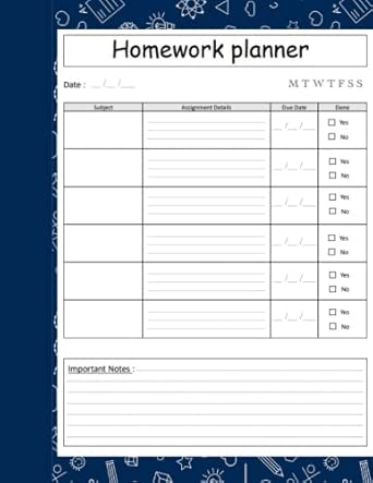 Homework Assignment Logbook: Undated Daily Assignment Checklist ...