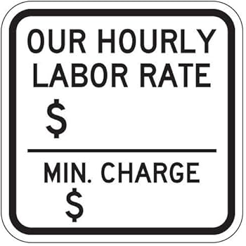 Amazon.com : Auto Repair Hourly Labor Rate Sign - 12x12 inch : Office ...