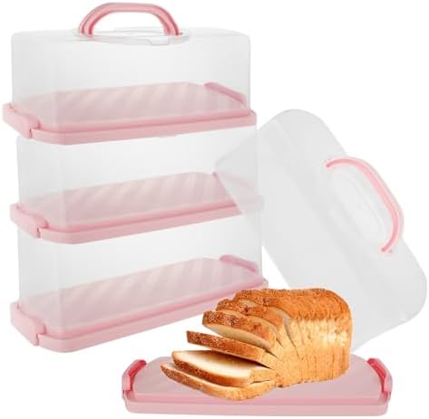 Amazon.com: LDXDRU 4 Pack Portable Bread Box with Clear Lid and Handle ...