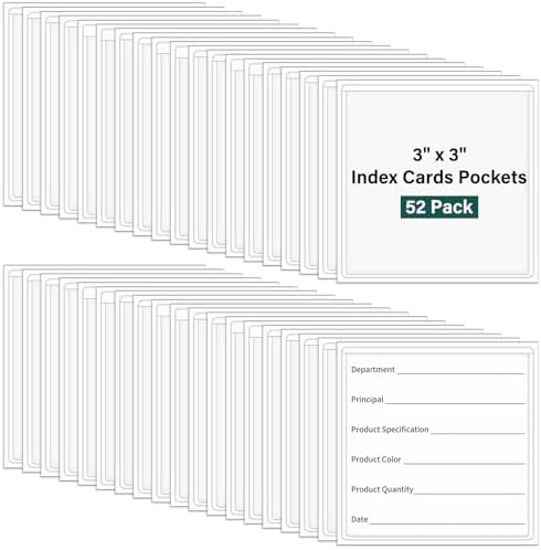 Amazon.com : Ohuimrt 52 Pack Index Card Pockets with Top Open, 3 x 3 ...