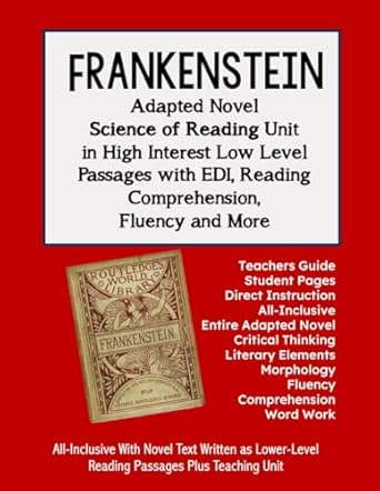 Frankenstein Adapted Novel Science of Reading Unit in High Interest Low ...