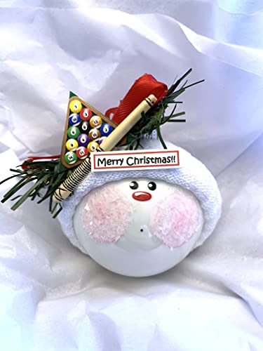 Amazon.com: Billiards Pool Player Gift Christmas Glass Ornaments Cue ...