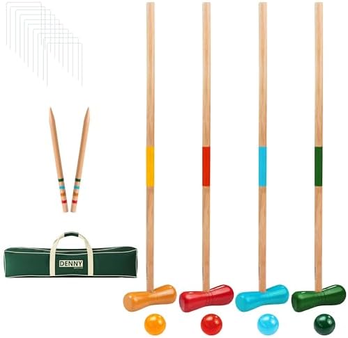 Crystals Wooden Croquet Set for 4 Players – Outdoor Garden Lawn Game ...