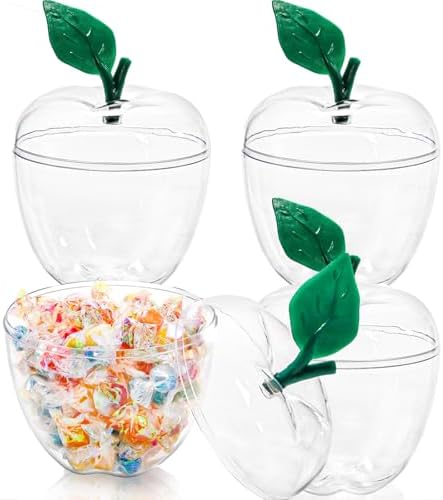 Amazon.com: Cididu 4 Pcs Plastic Apple Container, Large Clear Candy Jar ...