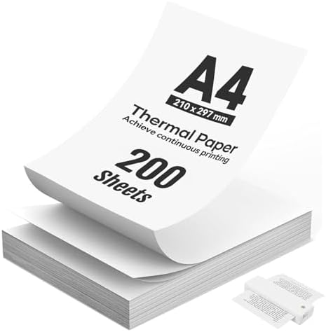 200 Sheets of Thermal Paper A4, Quick-Drying Thermal Printer Paper ...