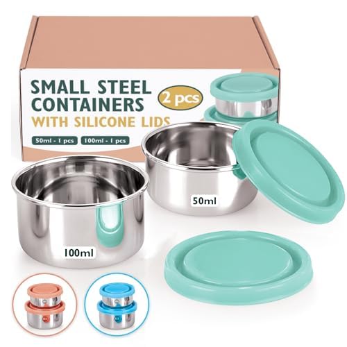 Buy MARU Stainless Steel Chutney Dabba Set 2 with Durable Food-Grade ...