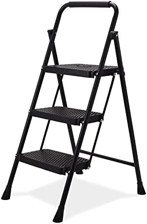 HBTower 3 Step Ladder, Folding Step Stool with Wide Anti-Slip Pedal ...