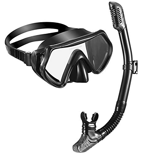 Tarnel Scuba Diving Snorkeling Freediving Mask Snorkel Set (Black ...