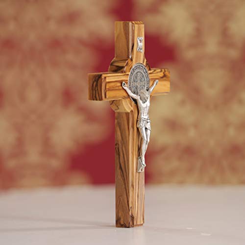 KASSIS Olive Wood St. Benedict Cross Benedictus Cross Wall Cross ...