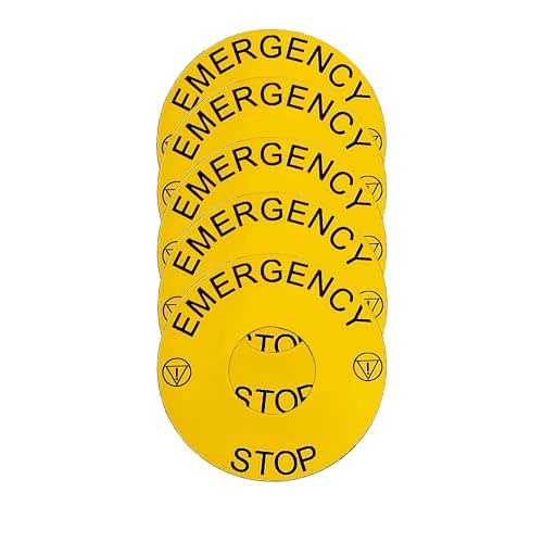 Amazon.com: Emergency Stop Placard, 22mm or 30mm Plastic Tag, Legend ...
