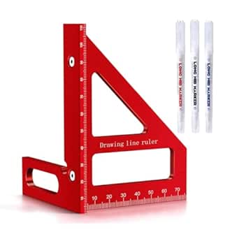 Drawing Line Ruler L-Rule Woodworking Measuring Tool, Aluminum Alloy 45 ...
