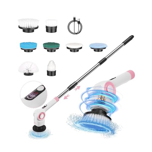 DSP Electric Spin Scrubber, IPX7 Waterproof, Adjustable Telescopic Pole ...