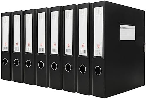 JMIATRY Box Files A4 Pack of 8, Plastic Deep File Holders 55mm, Black ...