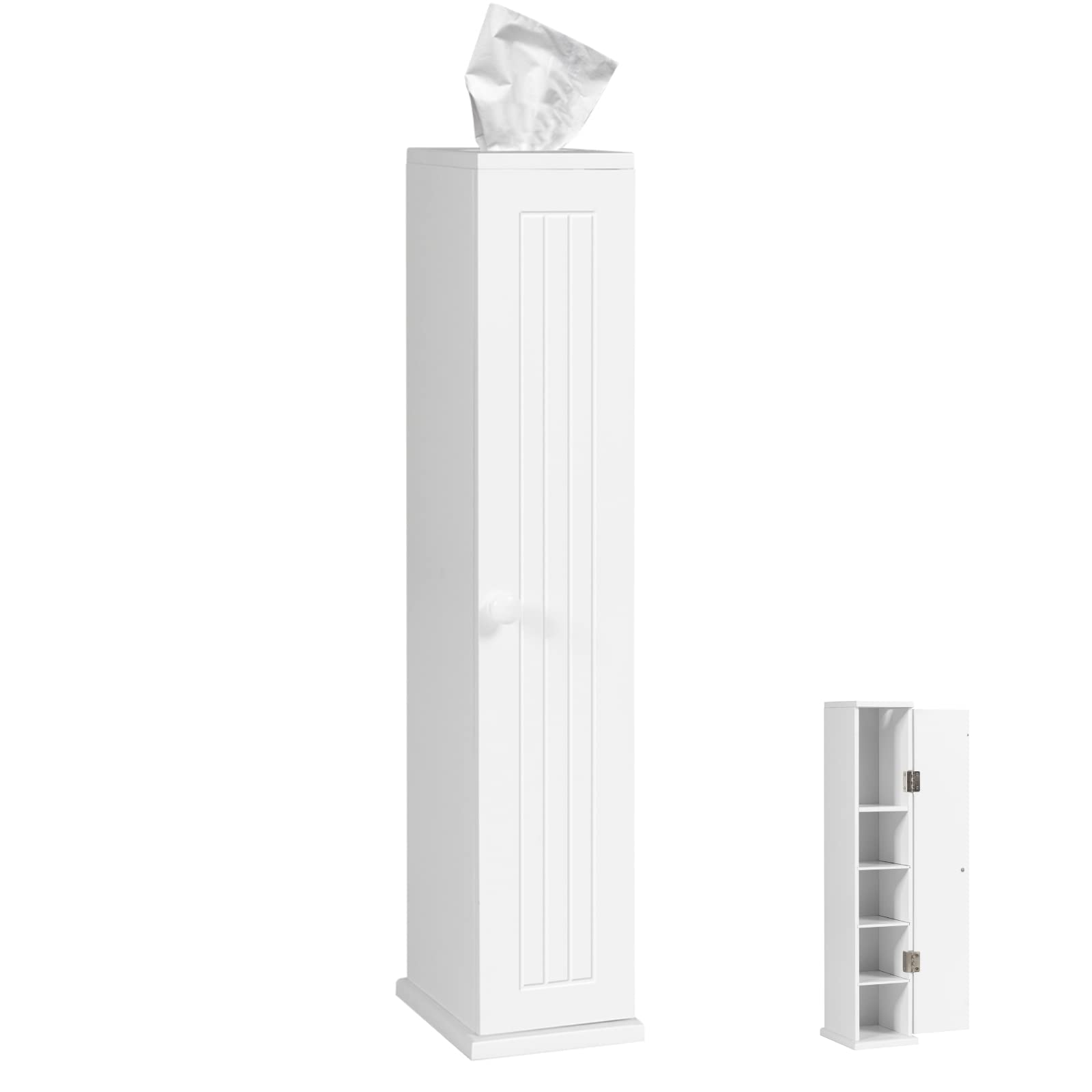RELAX4LIFE Freestanding Tissue Cabinet, Slim Bathroom Storage Cabinet ...