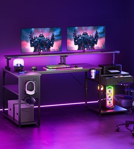 Amazon.com: DOMICON Computer Desk 72" L Shaped Desk with Power Outlets ...