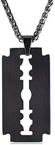 Punk Rock Razor Necklace for Men Statement Stainless Steel Razor Blade ...