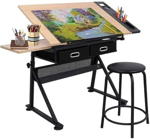 Amazon.com: tonchean Drafting Table Height Adjustable Art Desk with ...
