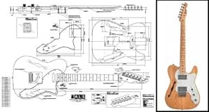Plan of Fender Telecaster Thinline Electric Guitar - Full Scale Print ...