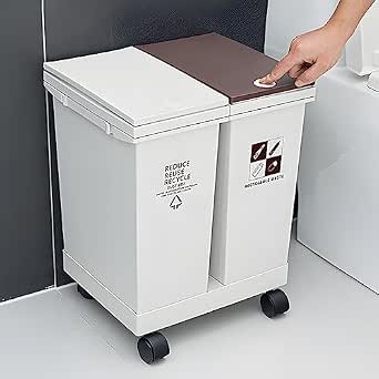 Amazon.com: Ciao Stilista Double Garbage Can and Recycling Bin with Lid ...