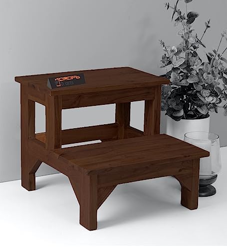 Decorvatsa Solid Sheesham Wood 2-Step Stool for Kitchen | Wooden Foot ...
