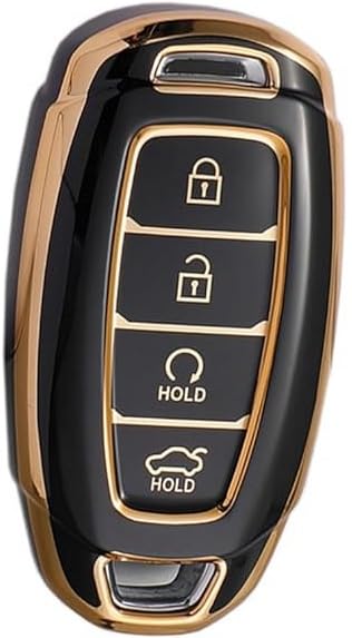 JVCV® Gold Border TPU Key Cover Compatible with New Hyundai Verna and ...
