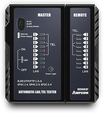 Gadget Master AMPCOM Network Cable Tester, for LAN Phone RJ45/RJ11/RJ12 ...
