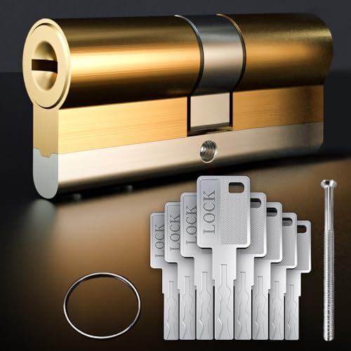 MiczucoYr Brass 35/35 Euro Cylinder Lock (70mm), Euro Door Barrel Lock ...