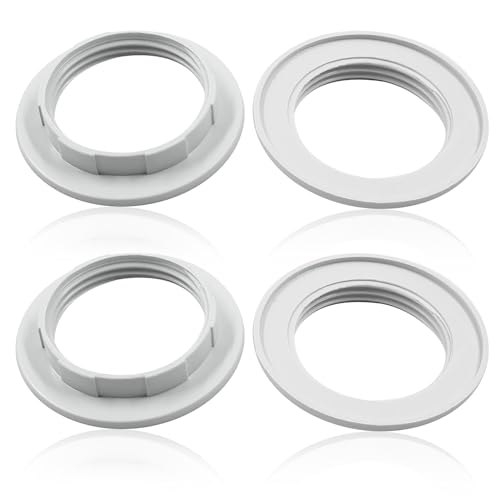 Litoexpe 4 Pack E27 Lamp Shade Collar Rings, White Light Socket Ring ...