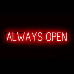 Amazon.com: SpellBrite ALWAYS OPEN Sign for Business | Open 24 Hours ...