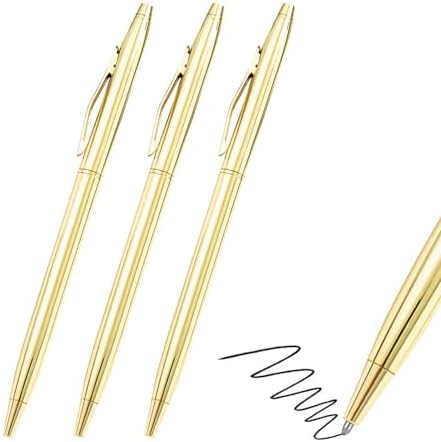 Tongdejing 3 PCs Ballpoint Pens,Metal Ballpoint Pen Gold Ballpoint Pen ...