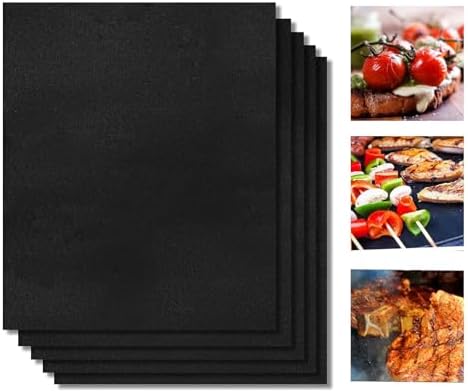 BBQ Grill Mat Set of (6+1) - Non Stick Oven Liner Teflon Cooking Mats ...