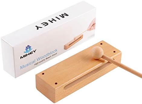Amazon.com: Wood Block Musical Instrument with Mallet Solid Hardwood ...