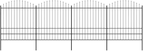 Mokuyary Gartenzaun mit Speerspitze Stahl 714,5 x 200 cm Schwarz ...
