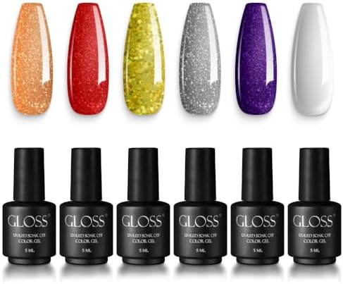 Amazon.com: GLOSS Gel Nail Polish Set, Gel Nail Kit 5 Colors, Top Coat ...