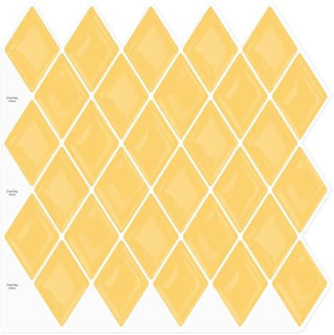 Yoillione 3D Mosaic Tile Sticker Removable Wallpaper Tile Yellow, 3D ...