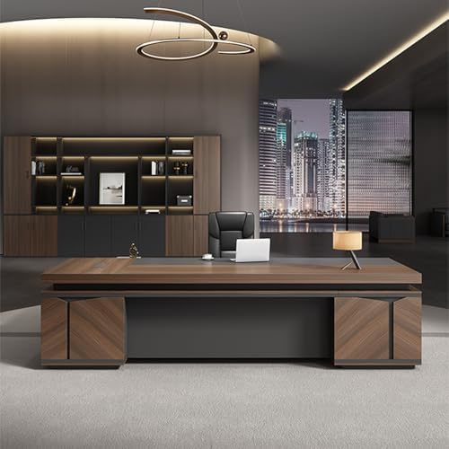 Amazon.com: Modern L-Shaped Executive Desk, Thicker Desktop Large ...