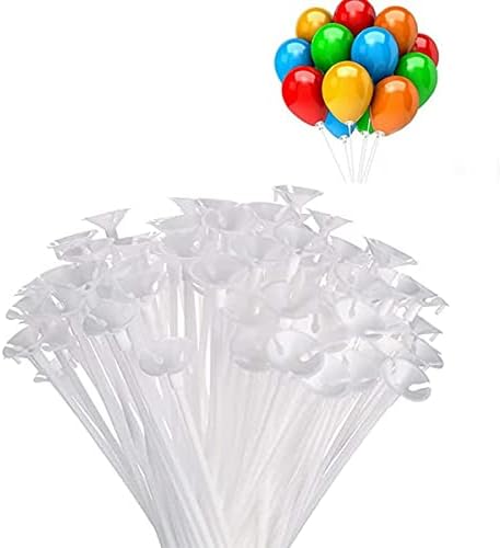 MAKINGTEC 100 Pcs Balloon Sticks, Plastic Thicken Durable Milk-White ...