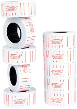 Bambalio White Colour Label Rolls with Two Red Lines Border Label Rolls ...