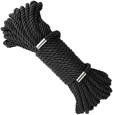 Amazon.com: KINGLAKE Soft Silk Rope,8MM Black Rope,50 Feet Skin ...