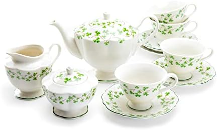Amazon.com: Grace Teaware Shamrock Fine Porcelain 11 Piece Tea Set ...